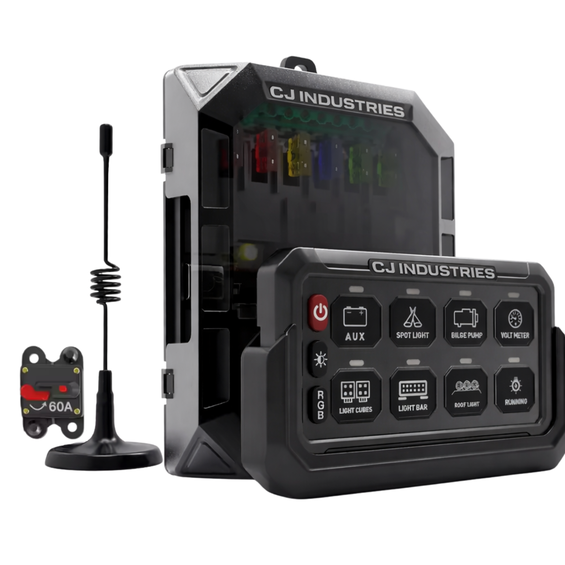 CJ Industries 8 Gang 4x4 Switch Control Circuit Panel 12v/24v (with Bl ...