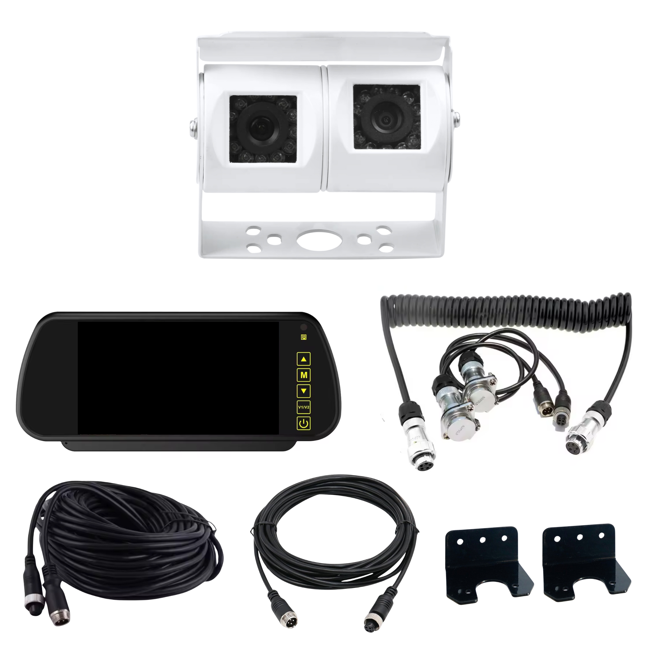 CJ INDUSTRIES Caravan / Truck Camera Package with Monitor - White Dual